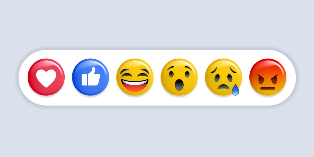 Facebook reactions emoji icons set Royalty Free Vector Image
