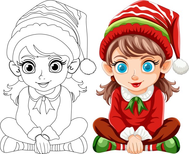 Cartoon elf on a colored background Royalty Free Vector