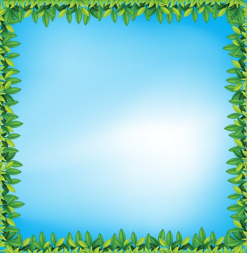A border design made of wood and green leaves Vector Image