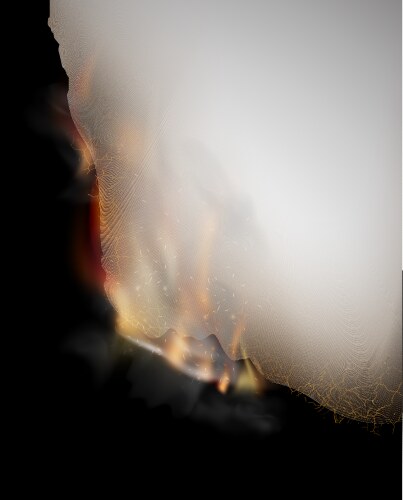 Realistic burned paper sheet with fire and black Vector Image