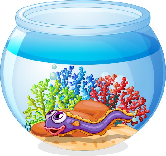 Cartoon golden fish in the aquarium Royalty Free Vector
