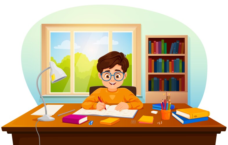 Cartoon Kid Writing Vector Images (over 24,000)