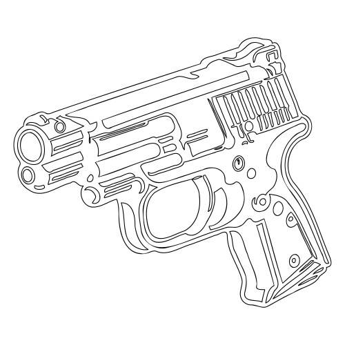 Gun galaxy outline sketch Royalty Free Vector Image