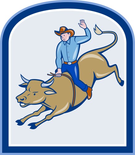 Rodeo cowboy texas longhorn bull Royalty Free Vector Image