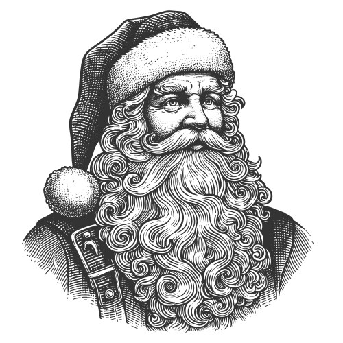 Santa claus engraving sketch Royalty Free Vector Image