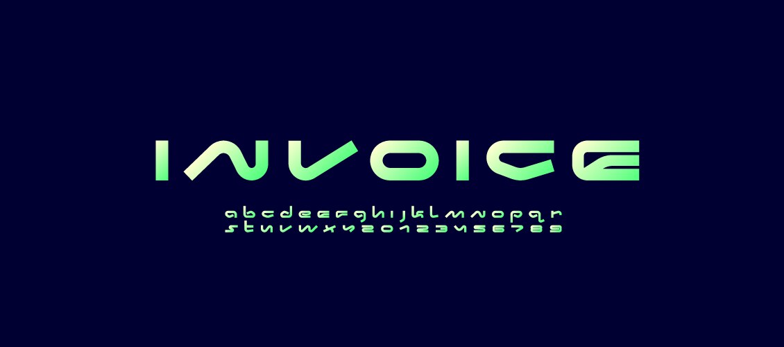 Technical wide thick font digital cyber alphabet Vector Image
