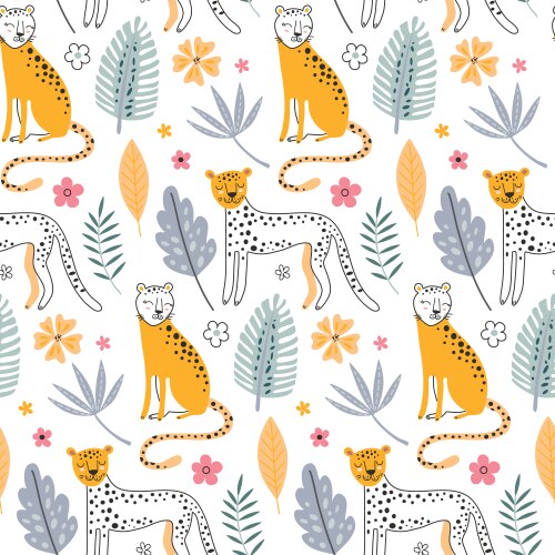 Cute seamless pattern with safari animals Vector Image
