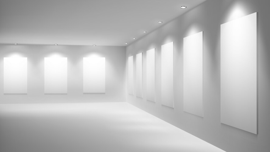 Empty White Gallery Hall Royalty Free Vector Image