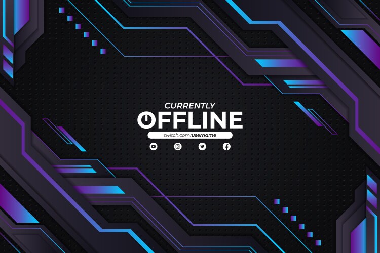 Dark black offline gamers twitch banner Royalty Free Vector