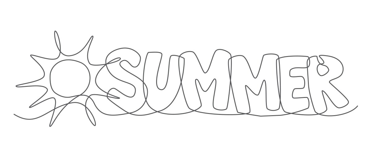 Summer one line drawing on white background Vector Image
