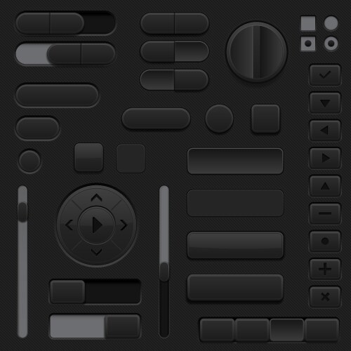 Gray interface buttons and sliders 3d set of ui Vector Image