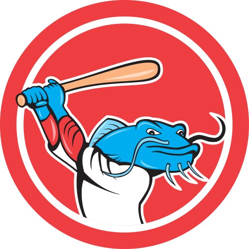 Angry cartoon catfish fish Royalty Free Vector Image