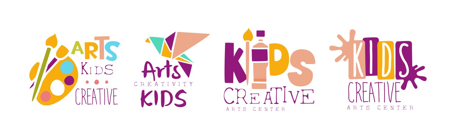 Kids creative labels collection children Vector Image