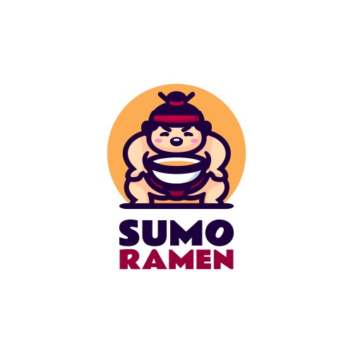 Sumo with cartoon style eating ramen Royalty Free Vector