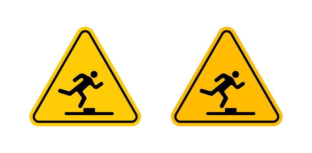 Tripping hazard warning sign icon set danger Vector Image