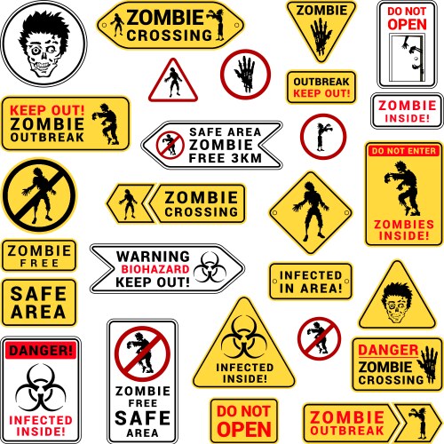 Poster zombie outbreak sign board Royalty Free Vector Image