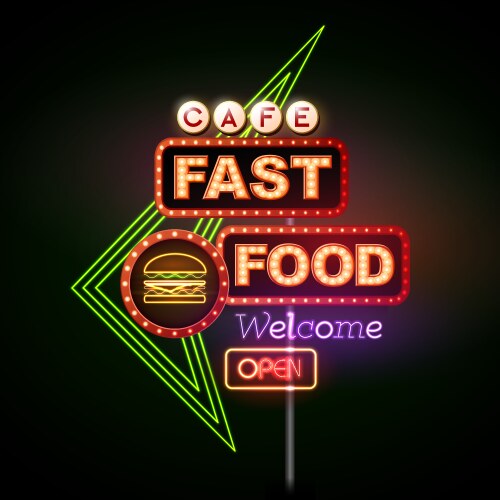 Cheeseburger neon sign poster Royalty Free Vector Image