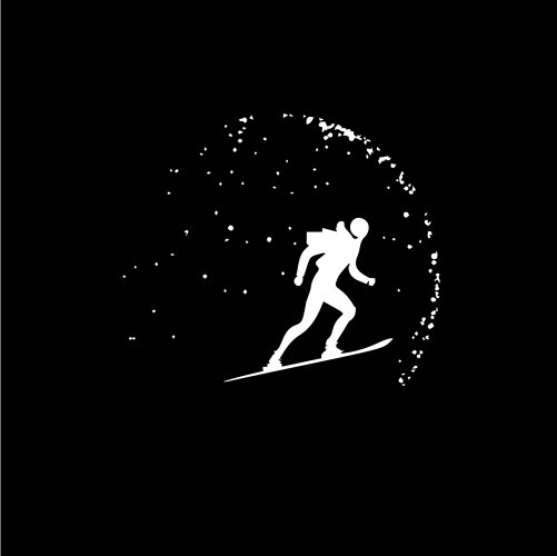 Skier logo template mountain skis emblem dotwork Vector Image