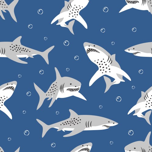 Cartoon sharks pattern seamless background Vector Image