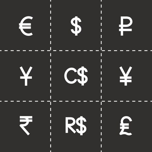 Currency symbol icon set Royalty Free Vector Image