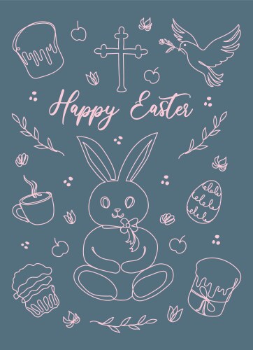 Continuous one line drawing of easter kulich cake Vector Image