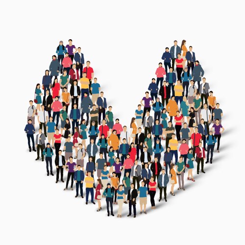 Group people shape letter v Royalty Free Vector Image