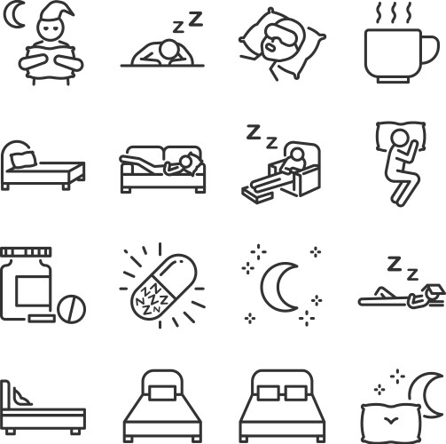 Line sleep icons Royalty Free Vector Image - VectorStock