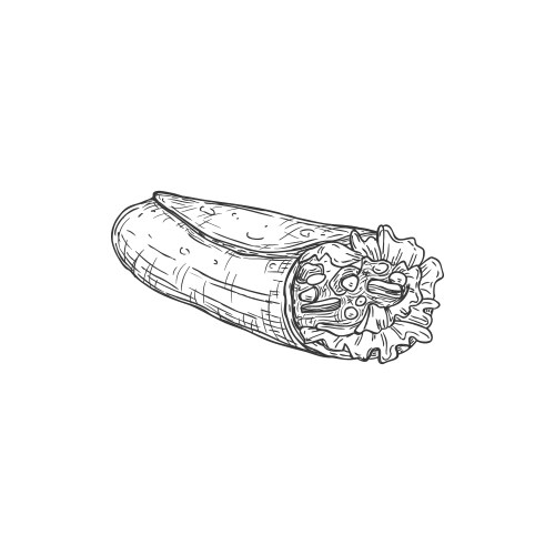 Tortilla wraps outline Royalty Free Vector Image