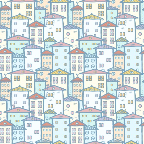 Seamless pattern with houses and buildings Vector Image
