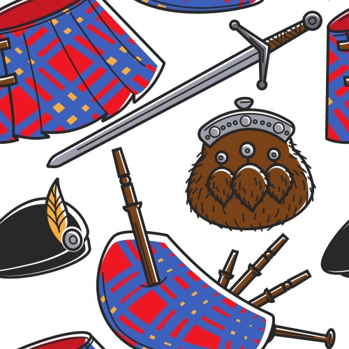 Cartoon scottish with bagpipe characters set Vector Image