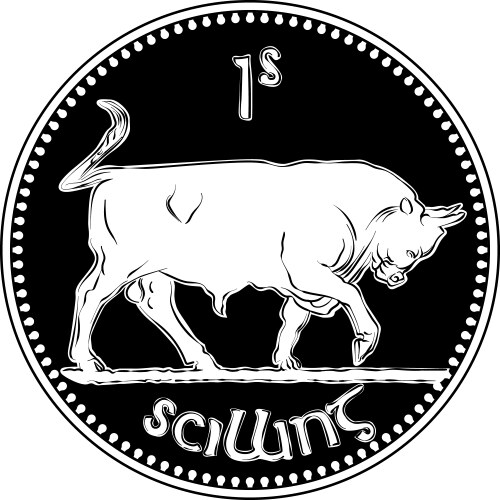 Irish money pre-decimal shilling coin Royalty Free Vector