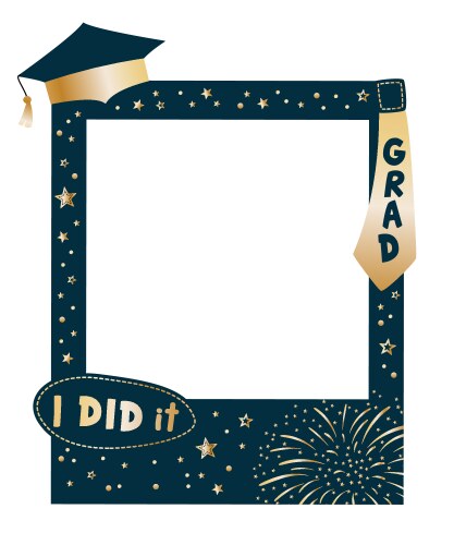 Graduation ceremony banner with golden graduate Vector Image