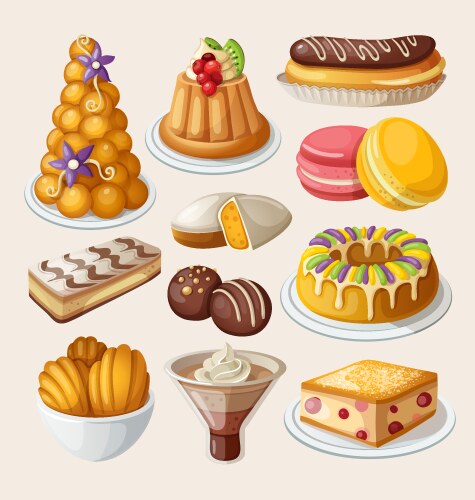 Set of italian desserts Royalty Free Vector Image