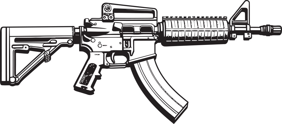 Warfare mastery m16 rifle icon in black design Vector Image