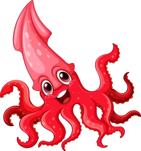 Cartoon cheerful squid Royalty Free Vector Image