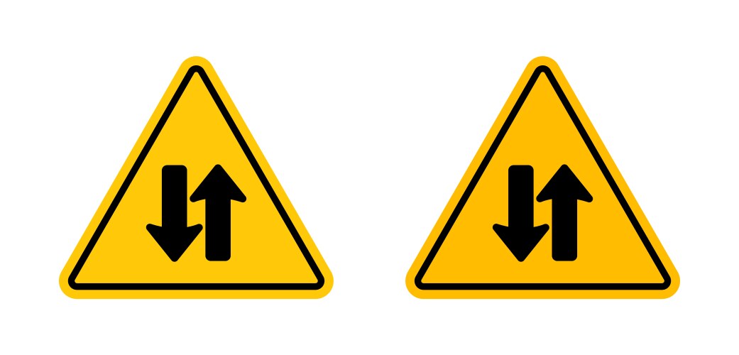 Two way traffic sign icon set indication Vector Image
