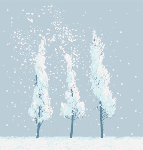 Winter landscape with fir trees and snow Vector Image