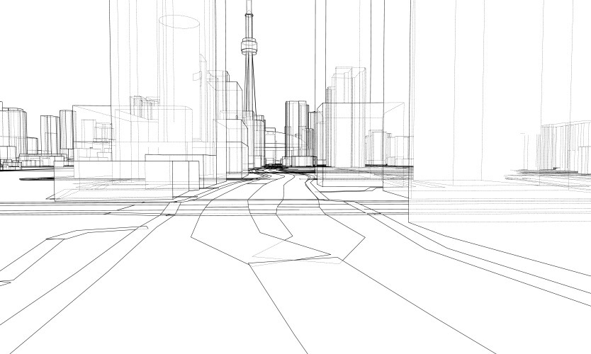 Modern Architecture Wireframe Concept Of Urban Vector Image