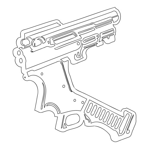 Gun galaxy outline sketch Royalty Free Vector Image