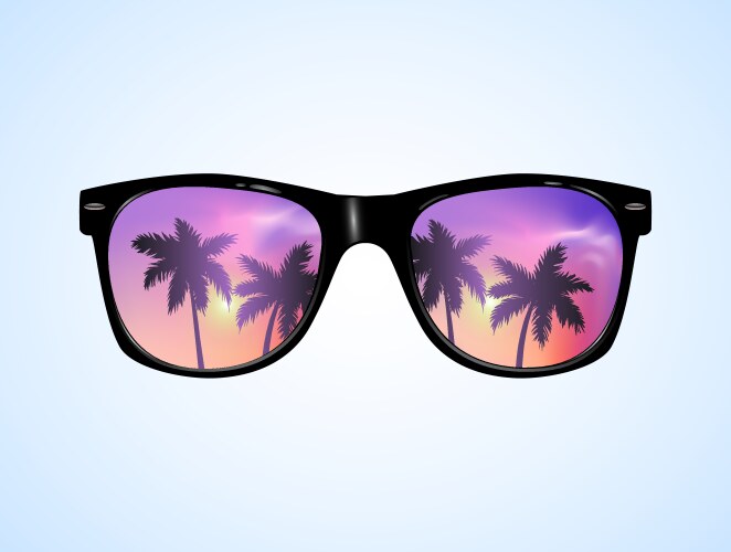 Aviator sunglasses with palms reflection Vector Image