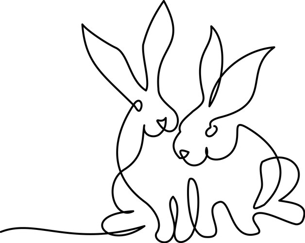 2023 rabbit one line drawing year Royalty Free Vector Image