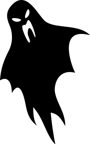 Black silhouette of a creepy ghost floating eerily