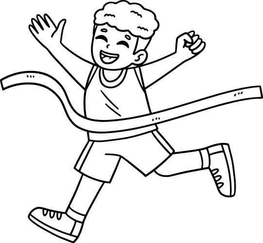 Track and field athlete winning marathon coloring Vector Image