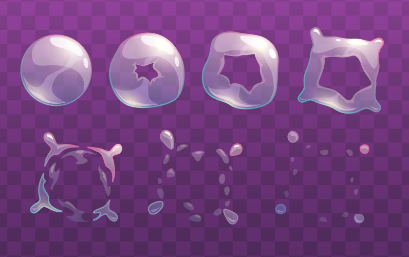 Burst bubbles key frames transparent deformed Vector Image