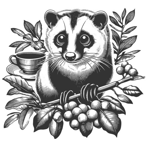 Musang asian palm civet coffee tree branch Vector Image