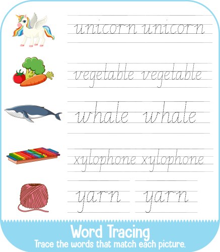 English alphabet tracing worksheets Royalty Free Vector
