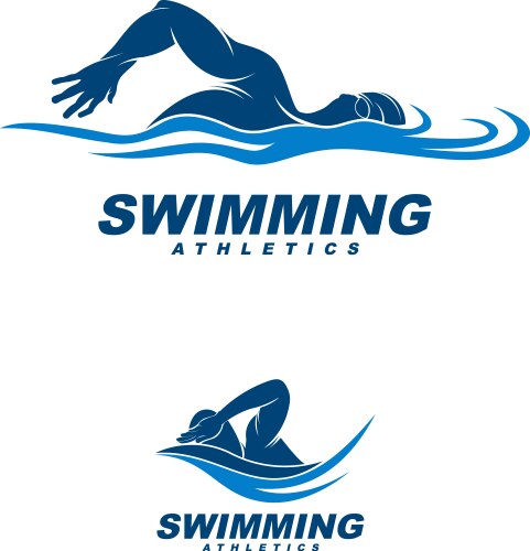Swimmer athlete sports logo Royalty Free Vector Image