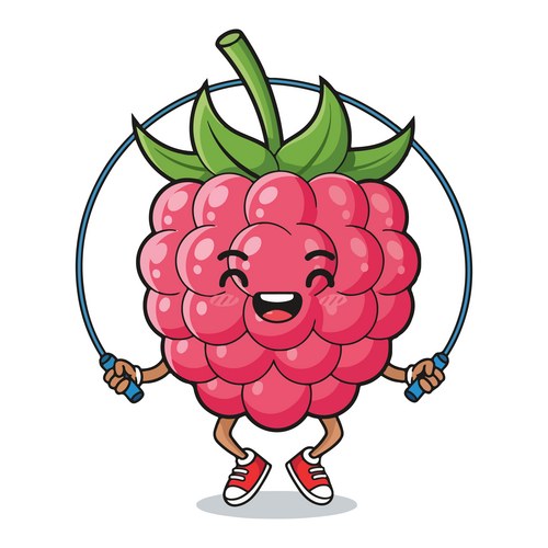cartoon raspberry with face