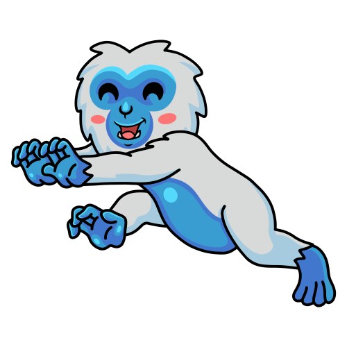 Cute little yeti cartoon raising hands Royalty Free Vector
