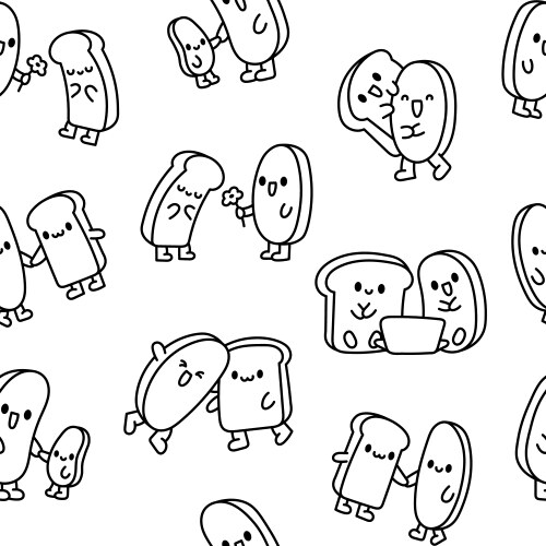 Funny bread characters coloring page Royalty Free Vector